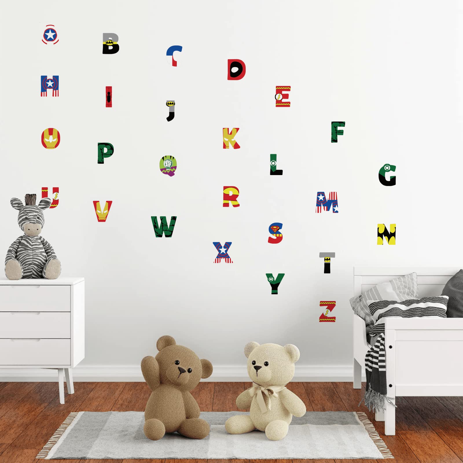 Alphabets Stickers ABC Letters Wall Stickers Kids Wall Decal Peel and Stick for Baby Boys Girls Bedroom Nursery Playroom Daycare Kids Room Wall Decor