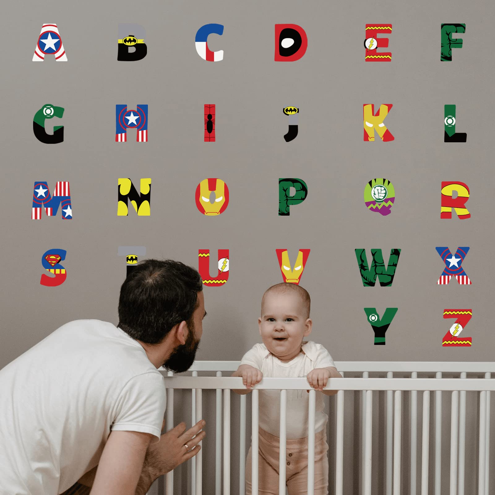 Alphabets Stickers ABC Letters Wall Stickers Kids Wall Decal Peel and Stick for Baby Boys Girls Bedroom Nursery Playroom Daycare Kids Room Wall Decor