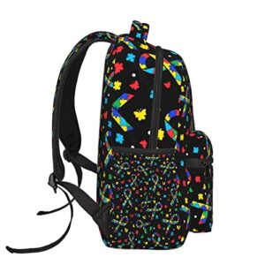 Qurdtt Autism Awareness Backpack High Capacity Laptop Backpack Travel Hiking Camping Daypack for Men Women