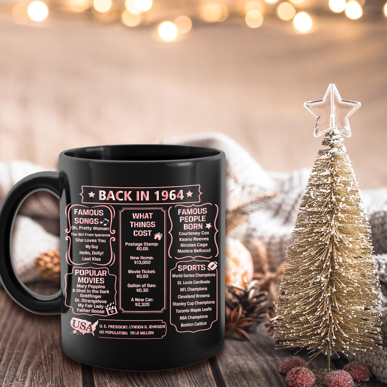 60th Birthday Gifts for Women Men - 1964 Old Time Information - 60th Birthday Mug - 60th Birthday For Her & Him - Unique Funny 60th Bday Gift Idea - Milestone Birthday - 12oz - Rose Gold