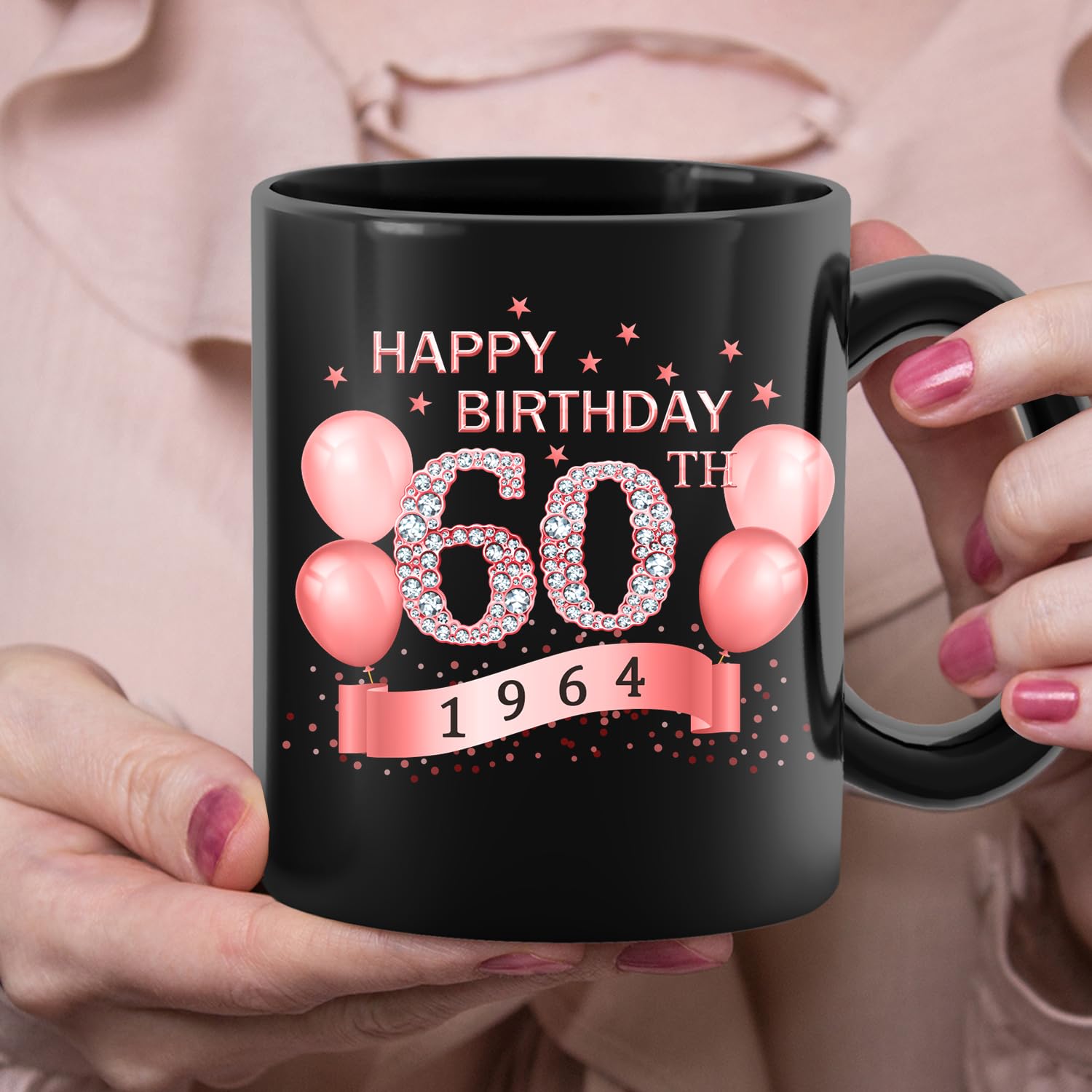 60th Birthday Gifts for Women Men - 1964 Old Time Information - 60th Birthday Mug - 60th Birthday For Her & Him - Unique Funny 60th Bday Gift Idea - Milestone Birthday - 12oz - Rose Gold