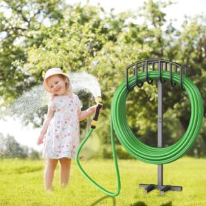 Keten Garden Hose Holder, Detachable Metal Water Hose Holder Stand, Heavy Duty Freestanding Garden Hose Reel Rack and Hose Storage Organizer for Outside Yard