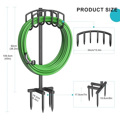 Keten Garden Hose Holder, Detachable Metal Water Hose Holder Stand, Heavy Duty Freestanding Garden Hose Reel Rack and Hose Storage Organizer for Outside Yard