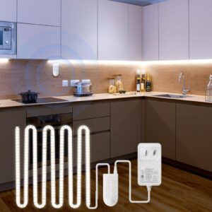 jesled under cabinet lights with light & motion sensor, dimmable and adjustable 2700k to 10000k, 3 working modes, timer, ip67, 9.8 ft led strip lights for cabinet, counter, shelf, bed, room