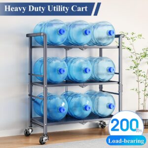 3 Tier Rolling Utility Cart - Metal Folding Cart with Wheels, Collapsible Service Cart Storage Shelf Rack for Kitchen, Office, Garage, Plant, Outdoor cart