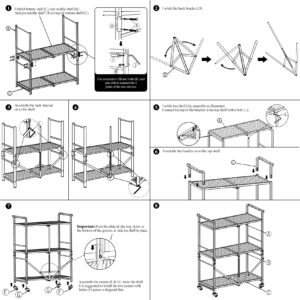 3 Tier Rolling Utility Cart - Metal Folding Cart with Wheels, Collapsible Service Cart Storage Shelf Rack for Kitchen, Office, Garage, Plant, Outdoor cart