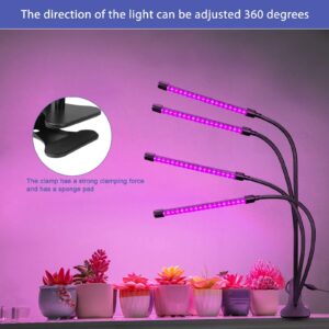 JSYBOY Grow Lights for Indoor Plants LED Grow Light for Seed Starting with Red Blue Spectrum, 3/9/12H Timer, 10 Dimmable Levels & 3 Switch Modes, Adjustable Gooseneck Suitable for Various Plant