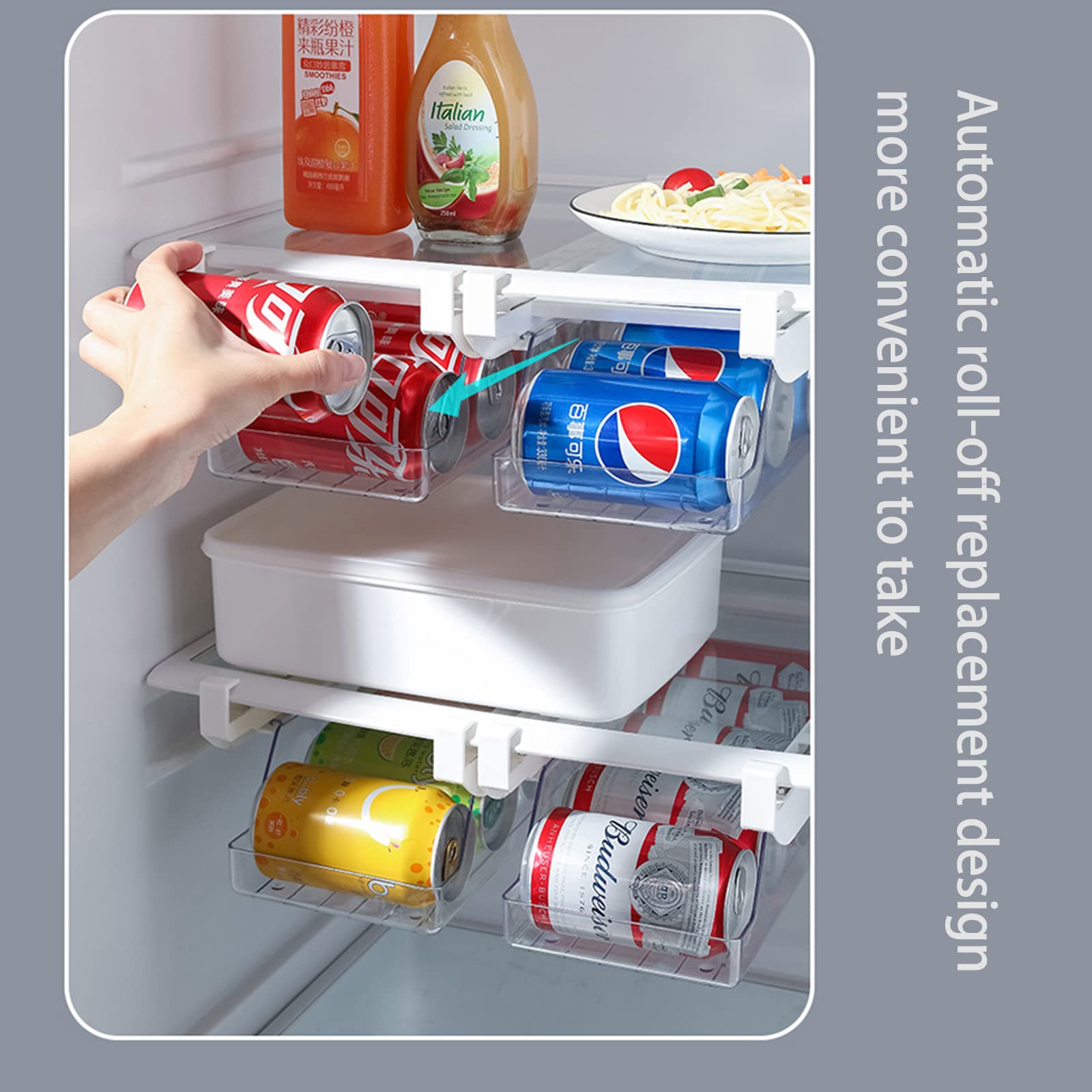 KAYKAI Hanging Soda Can Organizer for Refrigerator,Pop Can Dispenser Drink Holder for Refrigerator,Soda Can Dispenser Beverage Holder for Refrigerator Space Save