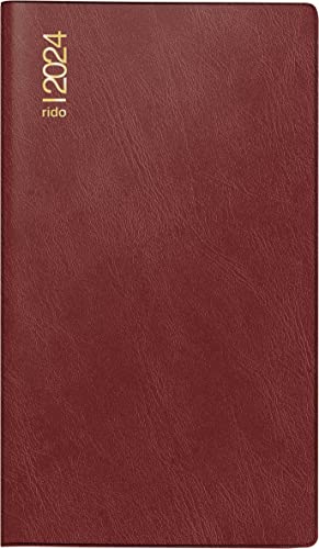 rido/idé Monthly calendar model mini planner d 15 2024 2 pages = 1 month sheet size 8.7 x 15.3 cm wine red