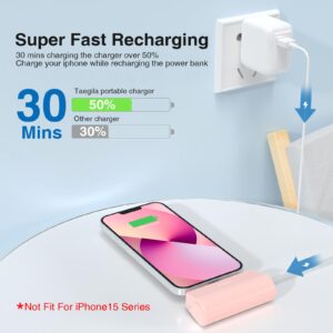 ATGIH Portable Charger for iPhone,5000mAh Ultra-Compact Small Portable Charger Compatible with iPhone 6/7/8/SE/11/XR/12/12 Pro Max/13/13 Pro Max/14/14 Pro Max/14 Plus/Airpods Series（Pink）