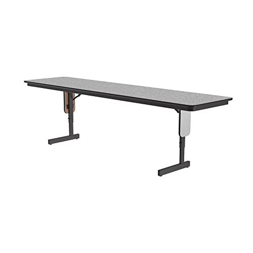 Correll Adj (TFL) Adjustable Height Panel Seminar Training and Classroom Table, Thermal Laminate Top, Folding Off-Set Legs, Made in The USA, 24"x96", Gray Granite