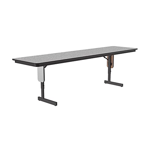 Correll Adj (TFL) Adjustable Height Panel Seminar Training and Classroom Table, Thermal Laminate Top, Folding Off-Set Legs, Made in The USA, 24"x96", Gray Granite