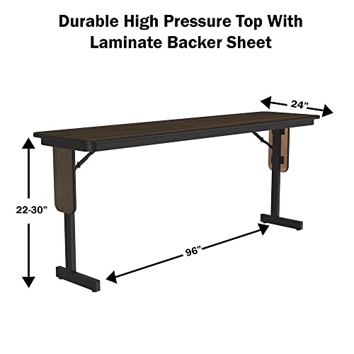 Correll Adj (TFL) Adjustable Height Panel Seminar Training and Classroom Table, Thermal Laminate Top, Folding Off-Set Legs, Made in The USA, 24"x96", Gray Granite