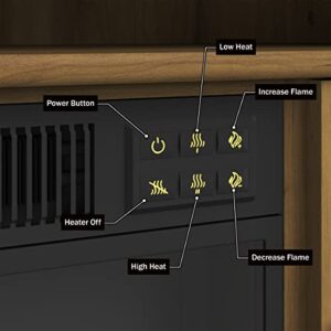 TV Stand with Electric Fireplace - Media Console with Storage Cabinet, Remote Control, Adjustable Heat, and LED Flames by Northwest (Brown)