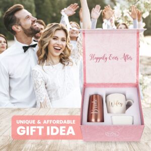 Bride Gift Box - Bride to Be Gift Set for Bridal Shower, Engagement Party, Bachelorette Party, Wedding Shower, or Wedding - Includes Champagne Tumbler, Coffee Mug, Hair Clip, and More in Premium Box