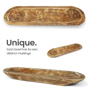 Monocur 20-Inch Wooden Dough Bowl: Rustic Wood Bowl for Home Decor & Kitchen Necessities, Decorative Tray, Bread Bowl, Potpourri & Candle Bowl, Driftwood Centerpiece