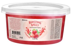 strawberry boba pearls, strawberry popping boba bursting boba, strawberry bubble tapioca pearls for bubble tea 1 pound (strawberry, 1 lb pack of 1)