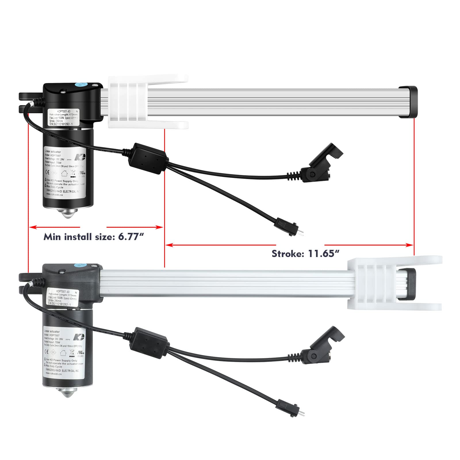 MineCtrl Kaidi Linear Actuator Model KDPT007-43 Lift Chairs Power Recliner Motor Replacement Parts