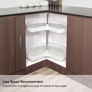 Duwee 2 Tier Lazy Susan Cabinet Corner Organizer,Kidney Shaped Cabinet Blind Corner Lazy Susan,2 Tier Rotating Storage Shelf Rack with Telescoping Shaft, White