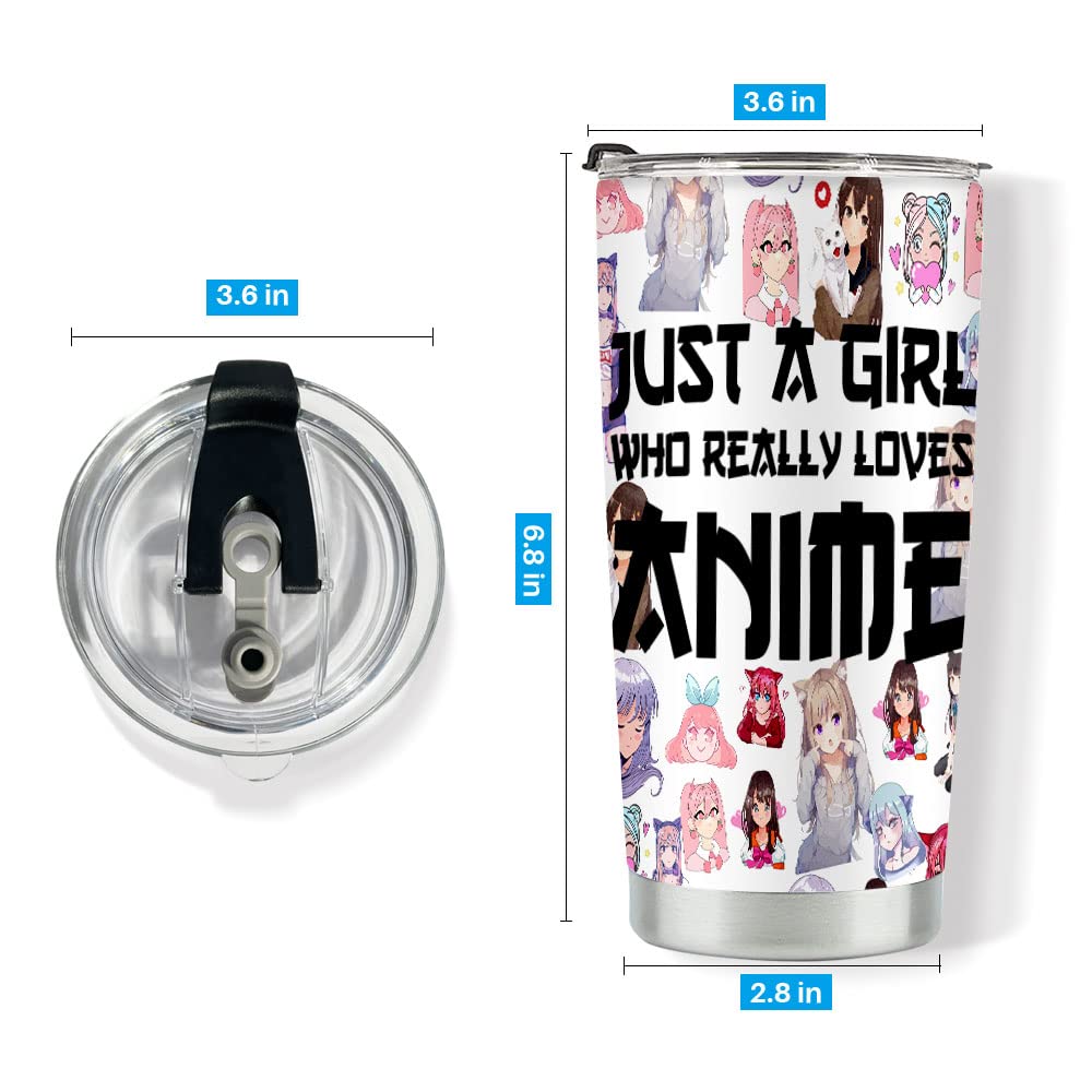 LONGXIN Anime Fans Tumbler, Stainless Steel Tumblers 20oz, Anime Lover Gifts for Women Girls Friends Sister, Birthday Christmas Gift for Her, Just A Girl Who Really Loves Anime