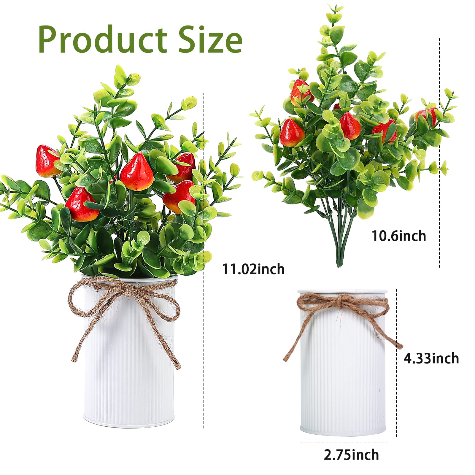 Omldggr 3Pack Artificial Farmhouse Centerpiece Decoration- Artificial Strawberry, Lemon, Orange, Artificial Potted Plant for Spring Summer Farmhouse Decoration, Home Tiered Tray Tabletop Display