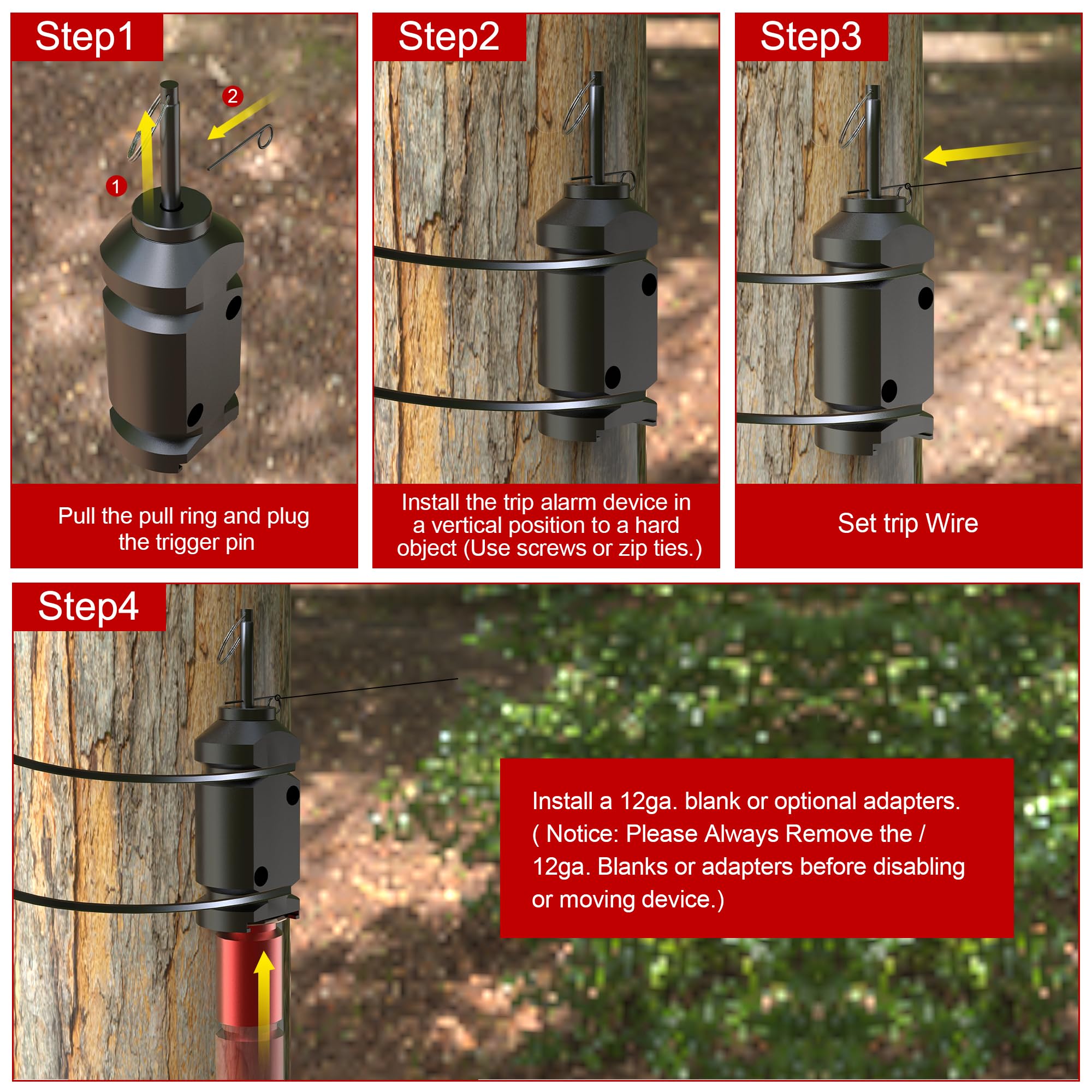 REMFLY Perimeter Trip Alarm, 12 Gauge Camping Trip Wire Alarm Device, Early Warning Security System for Camping and Property Safety（ Version2）