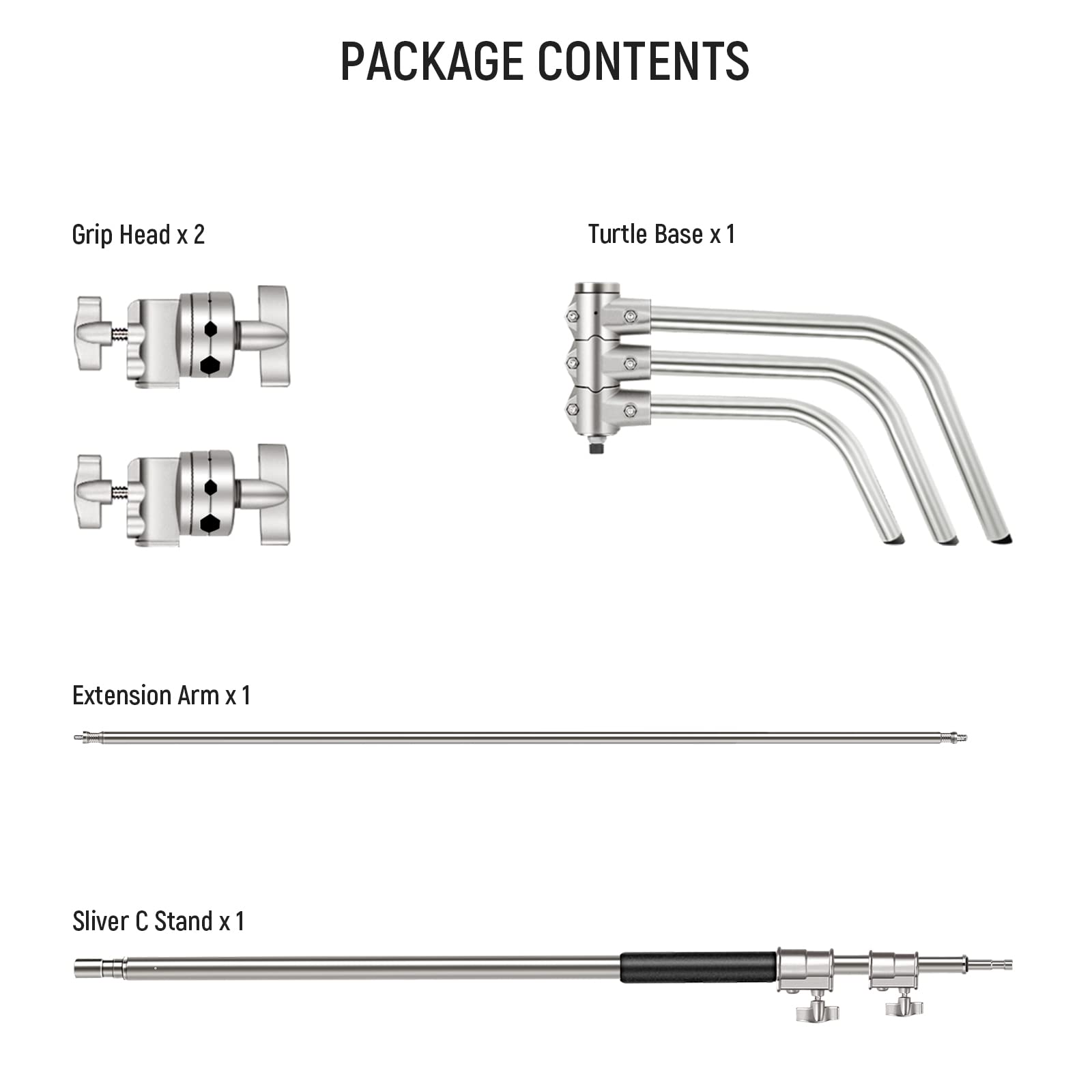 NEEWER C Stand with Boom Arm Pro 100% Stainless Steel, Air Cushion Heavy Duty Photography Light Stand Max Height 10.8ft/330cm, 4.2ft/128cm Holding Arm, 2 Grip Head for Monolight Softbox Reflector