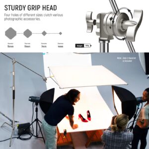 NEEWER C Stand with Boom Arm Pro 100% Stainless Steel, Air Cushion Heavy Duty Photography Light Stand Max Height 10.8ft/330cm, 4.2ft/128cm Holding Arm, 2 Grip Head for Monolight Softbox Reflector