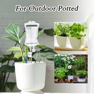 4Pcs Plant Drip Irrigation Bag, Plant Self Automatic Plant Watering System 350ml Watering Bag, with Metal Support Rod Self Watering Devices Small Funnel and Adjustable Valve Switch, for Indoor Outdoor