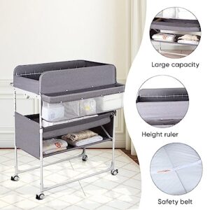 SOKO Portable Changing Table - Foldable Baby Diaper Changing Station Height Adjustable Diaper Changing Table, Waterproof Changing Table Pad Easy to Clean, Mobile Nursery Organizer for Newborn