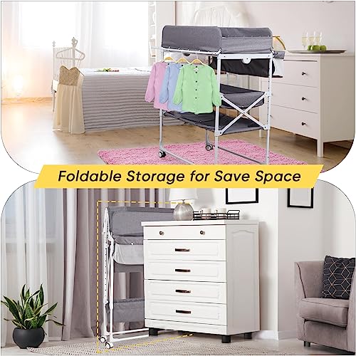 SOKO Portable Changing Table - Foldable Baby Diaper Changing Station Height Adjustable Diaper Changing Table, Waterproof Changing Table Pad Easy to Clean, Mobile Nursery Organizer for Newborn