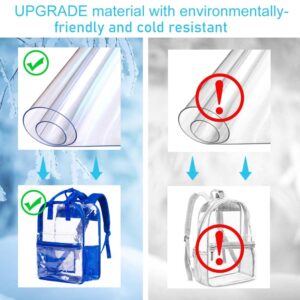 TXHVO Clear Backpack, Heavy Duty Transparent Bookbag, See Through PVC Backpacks for Boys Men - Blue