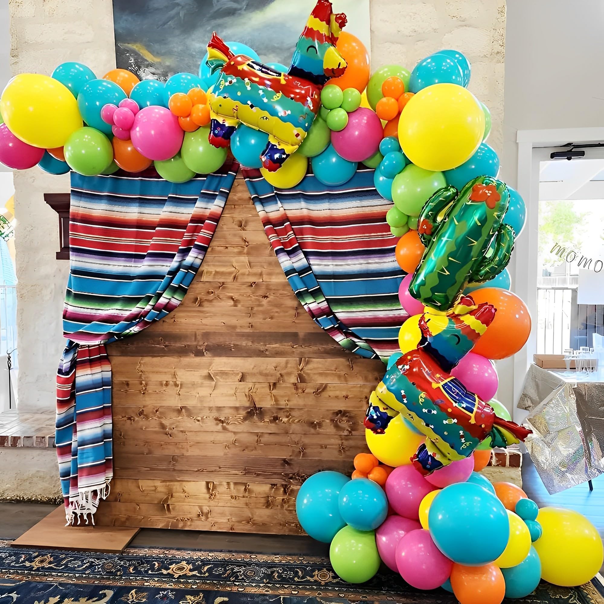 Cinco De Mayo Mexican Fiesta Party Decorations 132pcs Fiesta Balloon Garland Arch Kit Cactus Llama Foil Balloon for Baby Shower Birthday Mexica Cinco De Mayo Party Decor