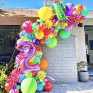 Cinco De Mayo Mexican Fiesta Party Decorations 132pcs Fiesta Balloon Garland Arch Kit Cactus Llama Foil Balloon for Baby Shower Birthday Mexica Cinco De Mayo Party Decor