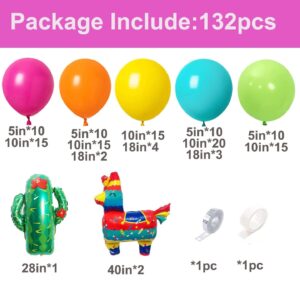 Cinco De Mayo Mexican Fiesta Party Decorations 132pcs Fiesta Balloon Garland Arch Kit Cactus Llama Foil Balloon for Baby Shower Birthday Mexica Cinco De Mayo Party Decor