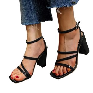 NLOMOCT Women Sandals Size 8, Sandals Women Wedge, Wedge Sandals for Women Low Heel, Womens Summer High Heels Sandals Sexy Wedge Platform Sandals Fashion Party Shoes Black