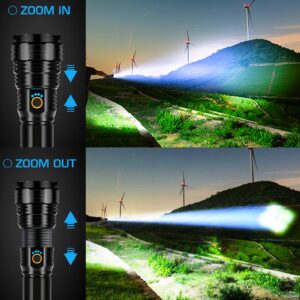 Rechargeable Flashlights 990000 High Lumens, High Power Led Flashlight, XHP70.2 Powerful Tactical Flashlight with Zoomable, 5 Modes, IPX7 Waterproof, Flashlight for Camping, Hiking, Emergencies