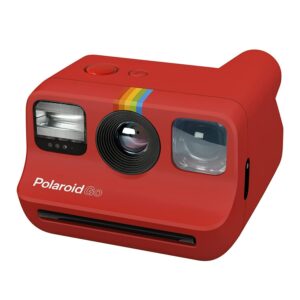 Polaroid GO Instant Mini Self-Timer Portable Camera (Red) Bundle with GO Color Film - 5 Twin Packs, and Instax Film Kit with 3 Magnetic and 10 Hanging Frames and Storage Box (7 Items)