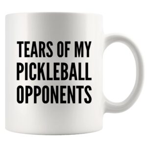 panvola tears of my pickleball opponents sports player dad mom uncle aunt boyfriend girlfriend coach gifts coffee mug ceramic cup novelty drinkware (11 oz, white)