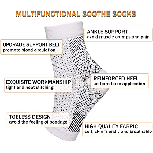 4 Pairs Neuropathy Socks for Women and Men, Soothe Socks for Neuropathy Pain, Toeless Compression Ankle Socks, Ankle Brace Plantar Fasciitis Relief