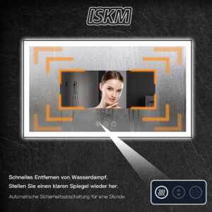 ISKM Framed LED Bathroom Mirror 20x28 Inch, Backlit and Front Lighted Dimmable Anti-Fog Wall Mounted Vanity Mirror, Memory Function, Shatterproof and Waterproof