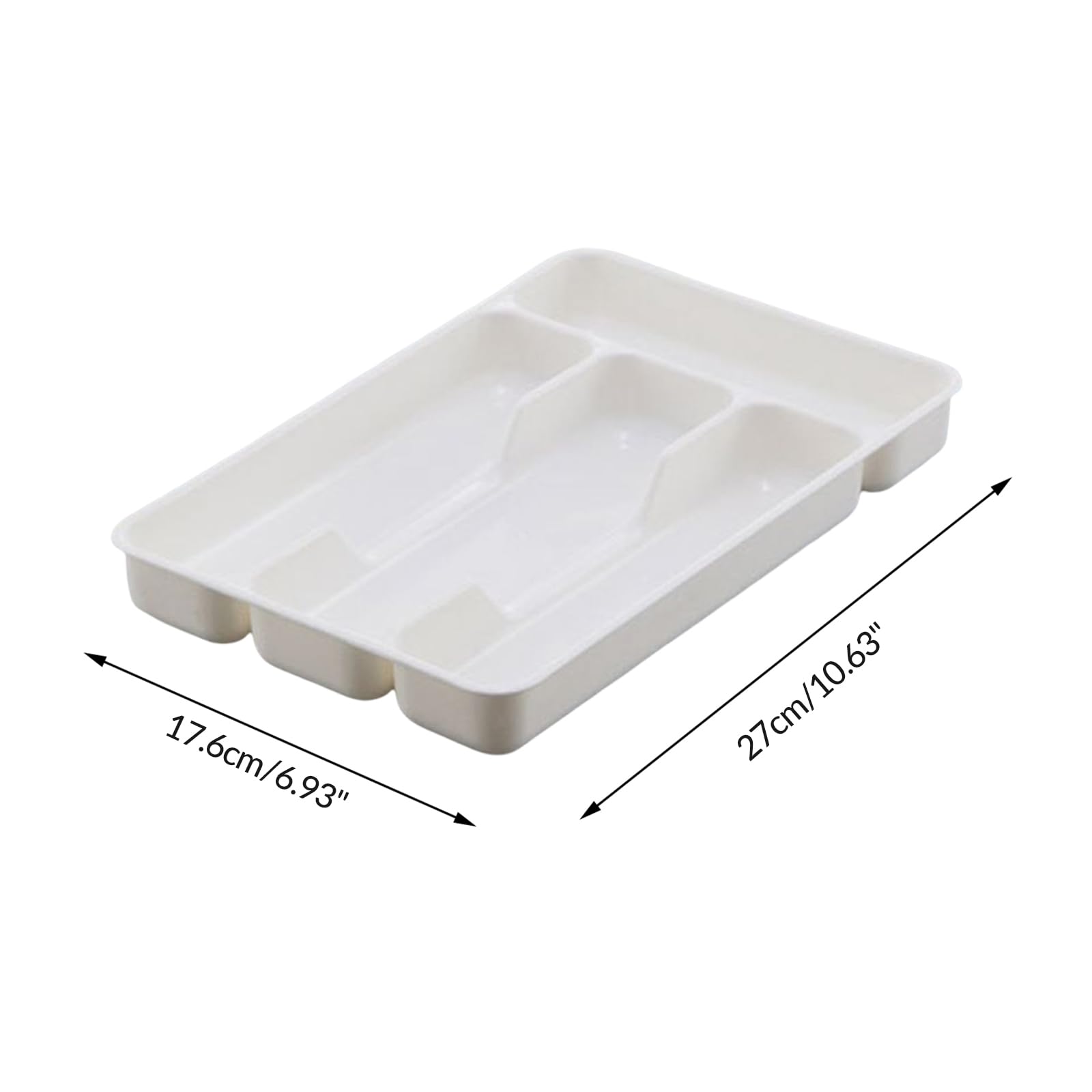 Bothyi Cutlery Tray Fittings Multipurpose Organizer with 4 Compartments Cutlery Storage Box Durable for Office Kitchen Tableware Drawer Silverware, White