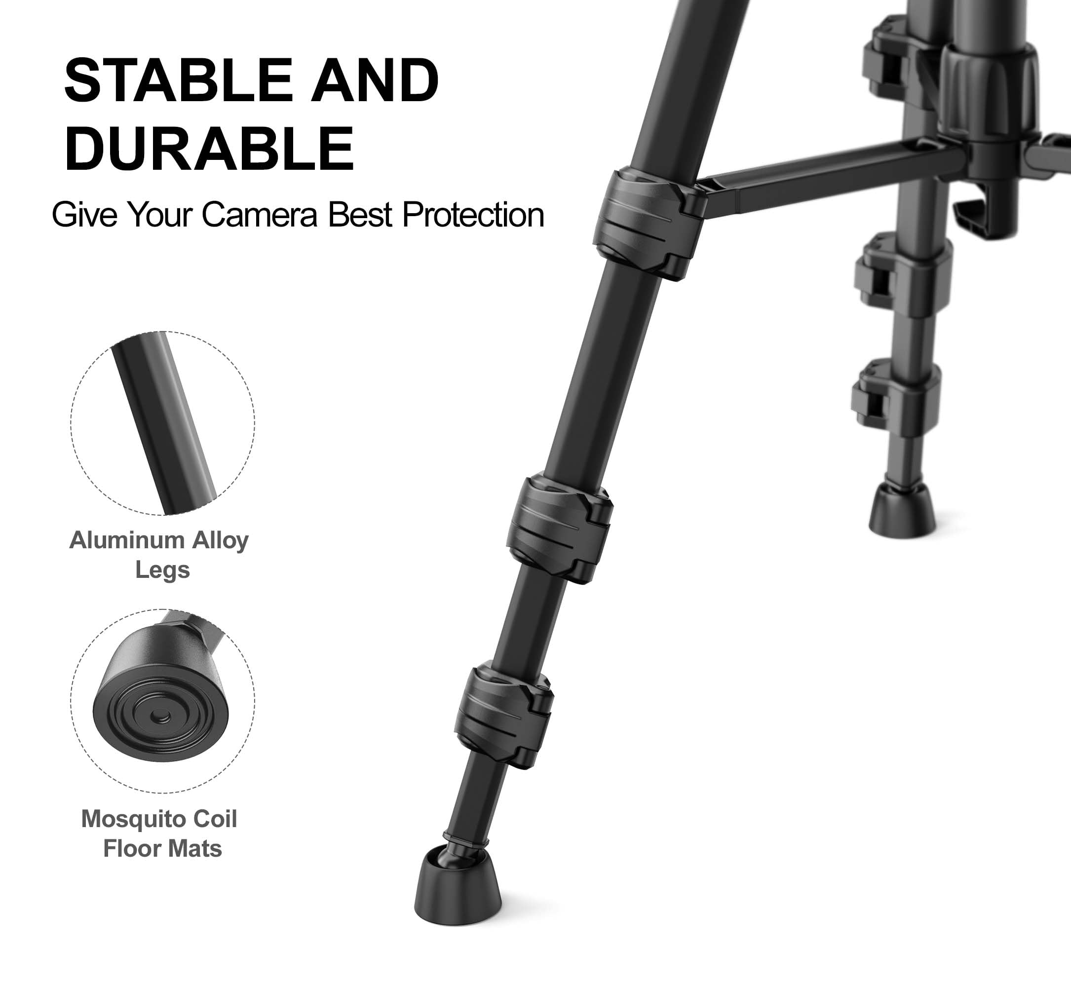 RALENO 60-Inch Tripod for Camera, Photography Video Tripod with Holder & Bag, Compact Lightweight Tripod for iPhone