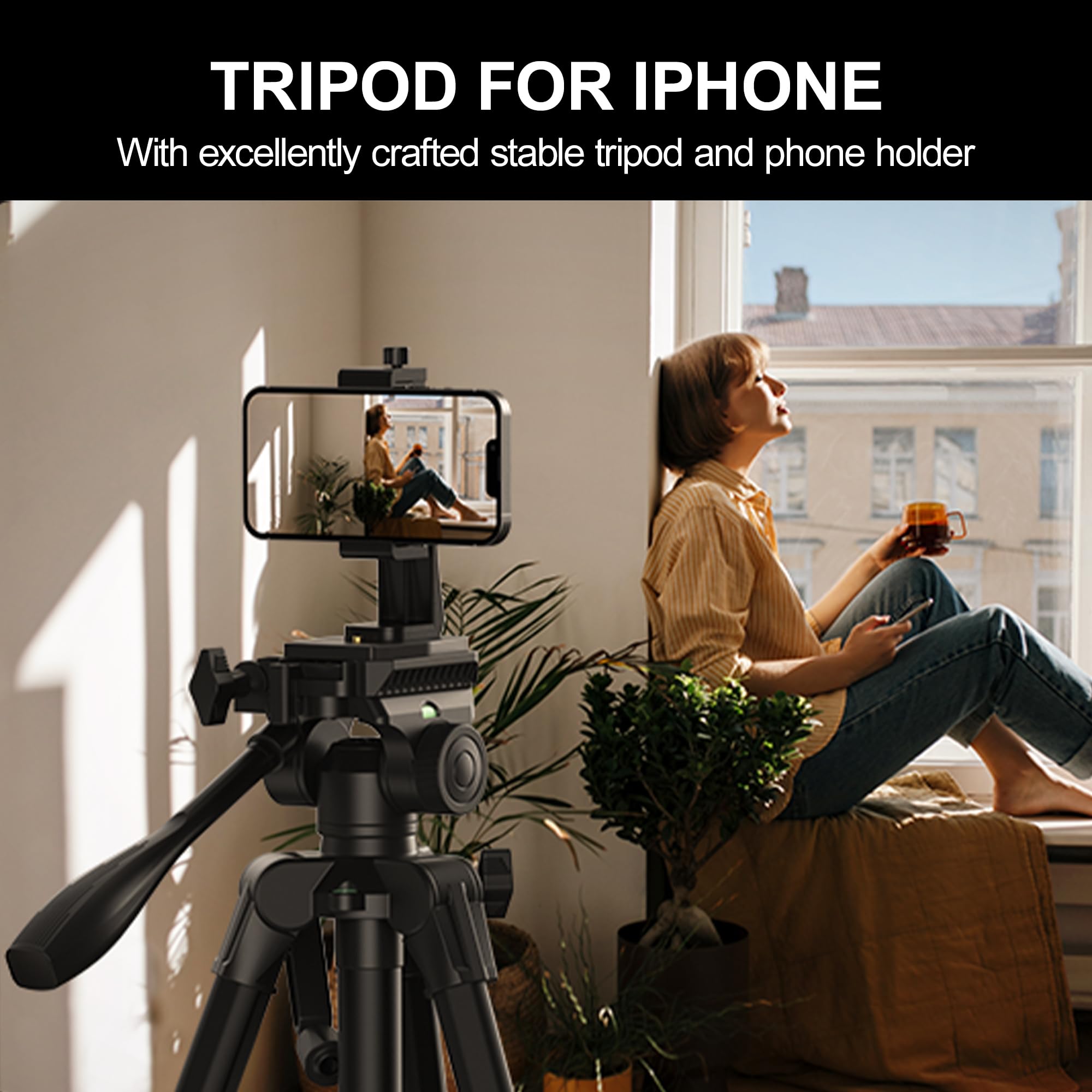 RALENO 60-Inch Tripod for Camera, Photography Video Tripod with Holder & Bag, Compact Lightweight Tripod for iPhone