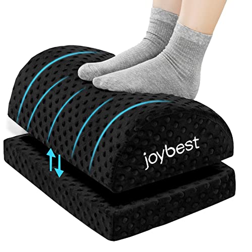 joybest Foot Rest Under Desk for Office Use, Adjustable Heights Memory Foam Foot Stool for Car, Home and Office, Footrest for Blood Circulation of Legs to Relieve Lumbar, Back, Knee Pain（Black）