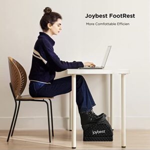 joybest Foot Rest Under Desk for Office Use, Adjustable Heights Memory Foam Foot Stool for Car, Home and Office, Footrest for Blood Circulation of Legs to Relieve Lumbar, Back, Knee Pain（Black）