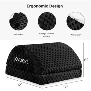 joybest Foot Rest Under Desk for Office Use, Adjustable Heights Memory Foam Foot Stool for Car, Home and Office, Footrest for Blood Circulation of Legs to Relieve Lumbar, Back, Knee Pain（Black）