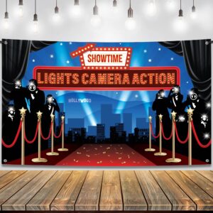 katchon, large lights camera action backdrop - 72x44 inch | lights camera action decorations | hollywood theme party decorations | hollywood backdrop for oscar party decorations | red carpet backdrop