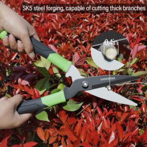 GARDENWORK Garden Hedge Shears cutter for Gardening,MINI Hedge Clippers & Shears with SK5 Blades, Gardening pruning shear Clippers for Trimming Borders, Boxwood，Bushes，tree twig