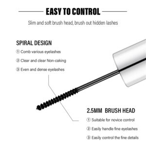 Waterproof Mascara for Fine Short Eyelash, Washable Voluminous Eyelash Mascara Intense Lengthening Mascara for Women, Black (0.1 fl. Oz)